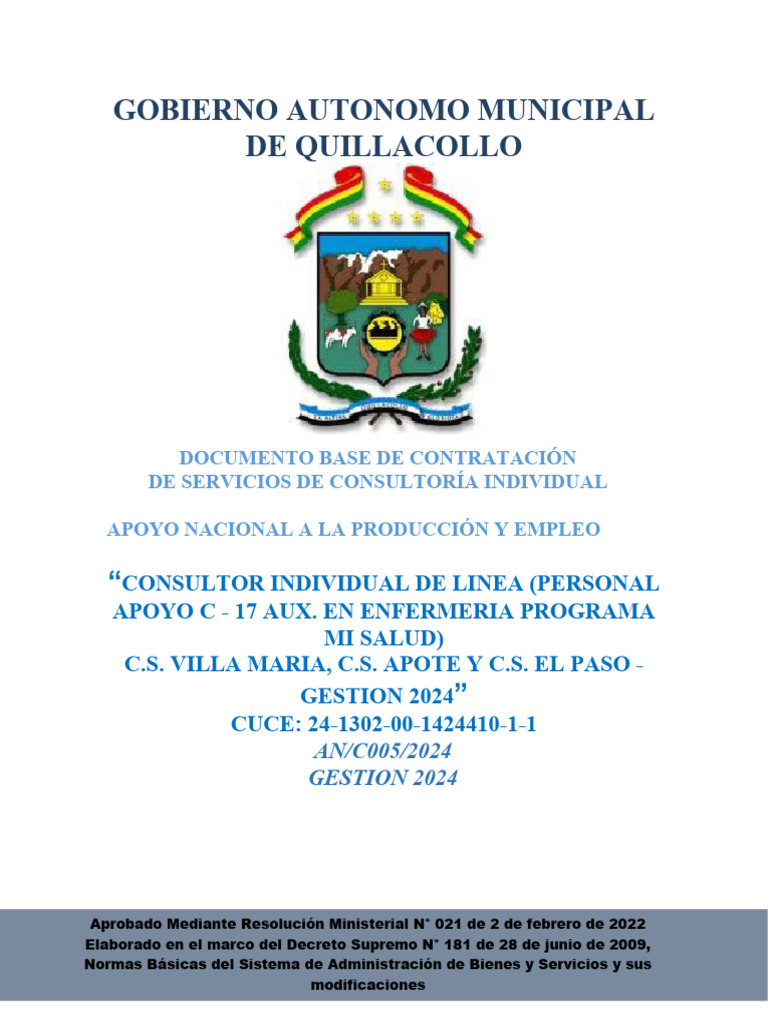 GAM DE QUILLACOLLO (CBBA) Profesional Auxiliar en Enfermería | PDF ...