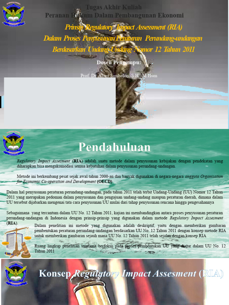 Prinsip RIA DLM Penyusunan Peraturan Perundang-Undangan Berdasarkan UU 12 TH 2011 | PDF | Bisnis