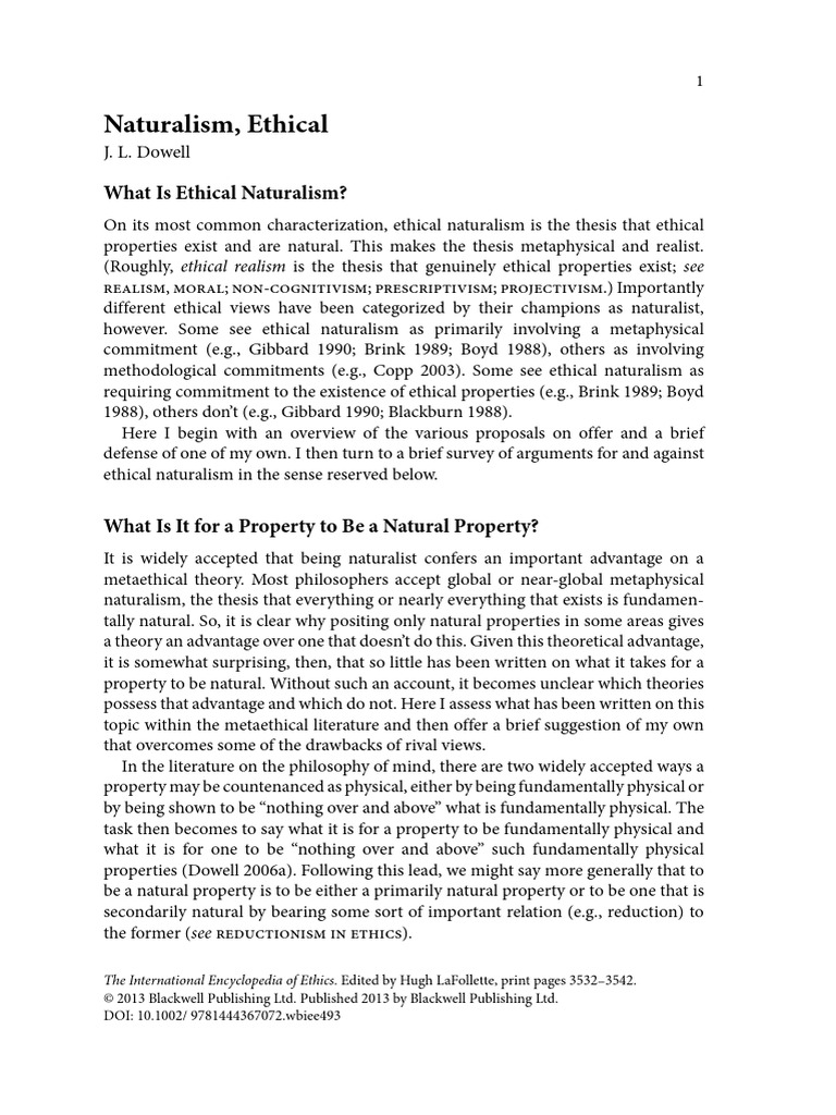 Dowell Ethical Naturalism Published | PDF | Knowledge | Empirical Evidence