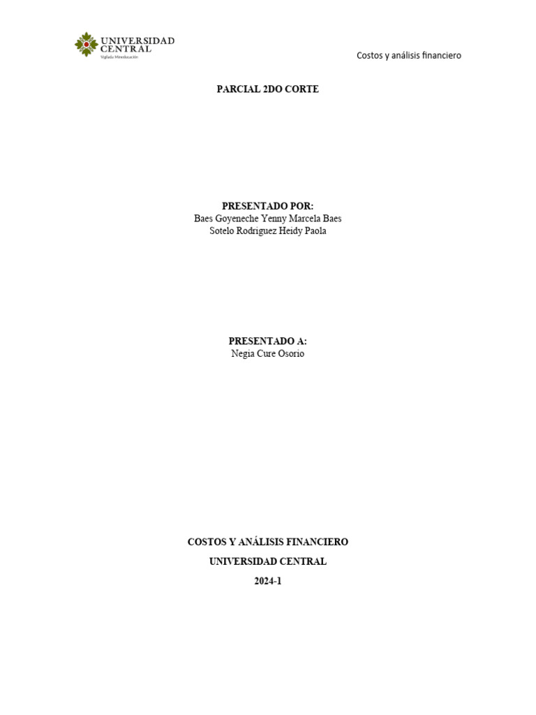 Parcial 2do Corte | PDF | Rentabilidad sobre recursos propios | Deuda
