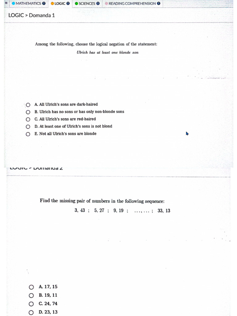 English Tolc I Logic | PDF