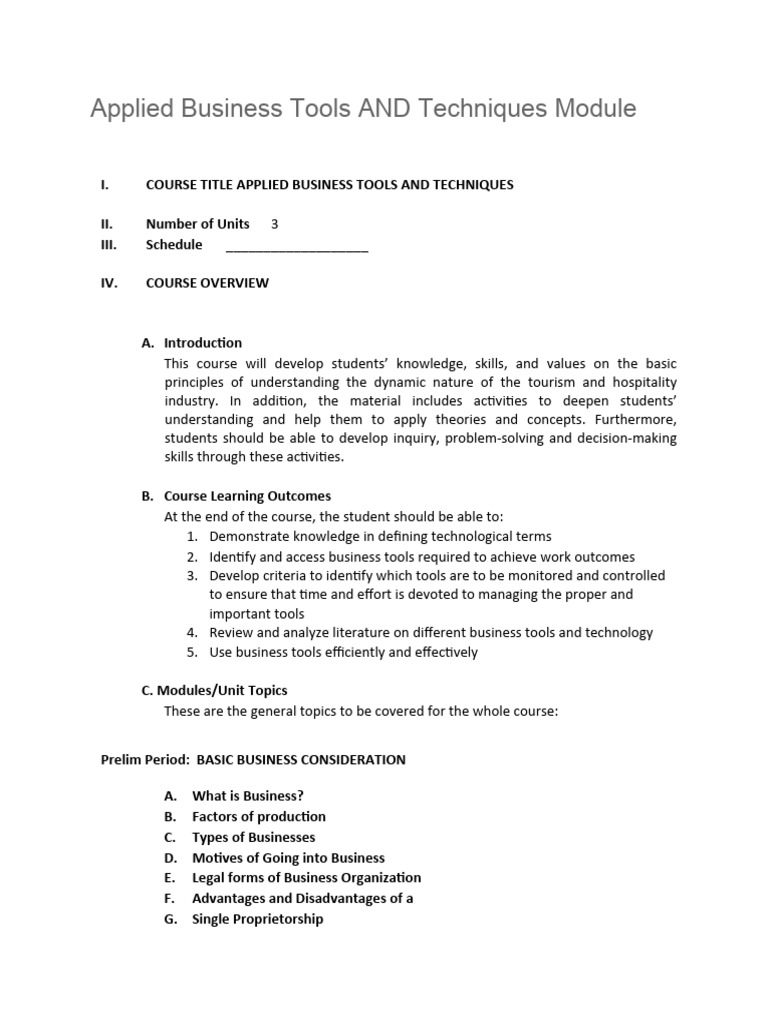 Applied Business Tools Overview | PDF | Limited Liability Company ...