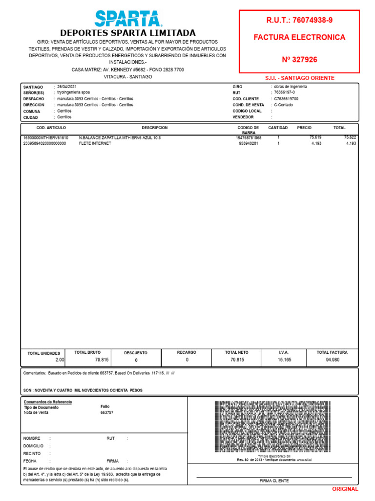 factura new balance | PDF