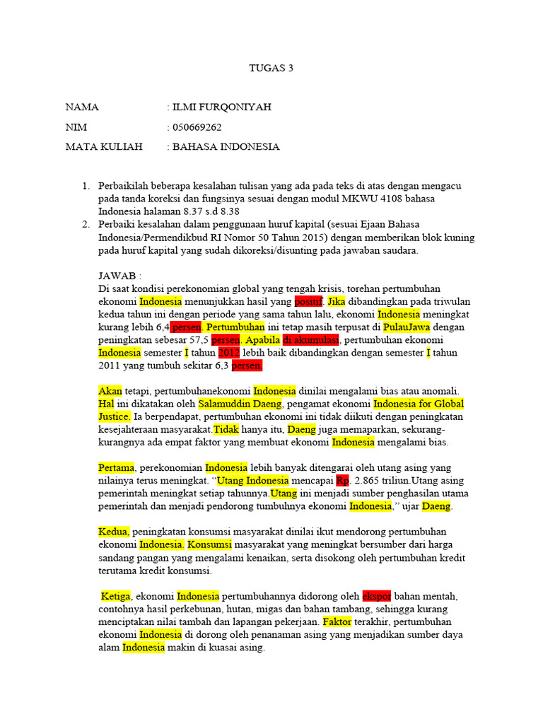 Tugas 3 Bahasa Indonesia Sesi 7 | PDF | Politik | Ilmu Sosial