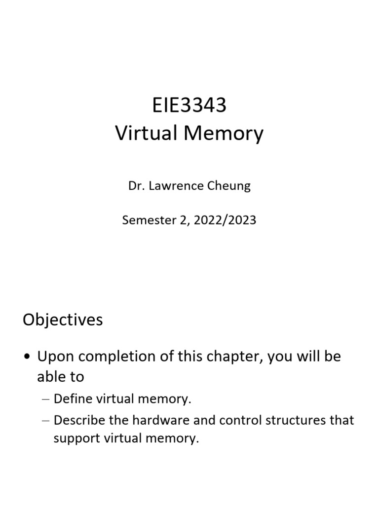 Eie3343 Virtual Memory Pdf Software Computer Architecture