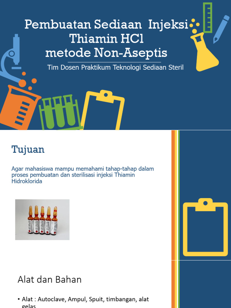 Pembuatan Sediaan Injeksi Thiamin HCL Metode Non-Aseptis | PDF