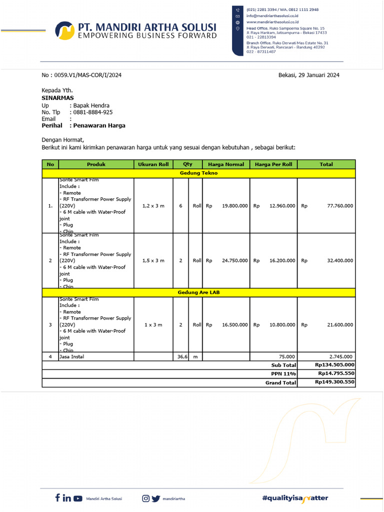 0059.V1. Sinarmas - Sonte Film | PDF | Griya & Taman | Komputer