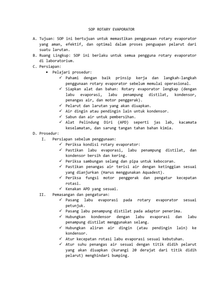 Panduan Penggunaan Rotary Evaporator | PDF | Griya & Taman