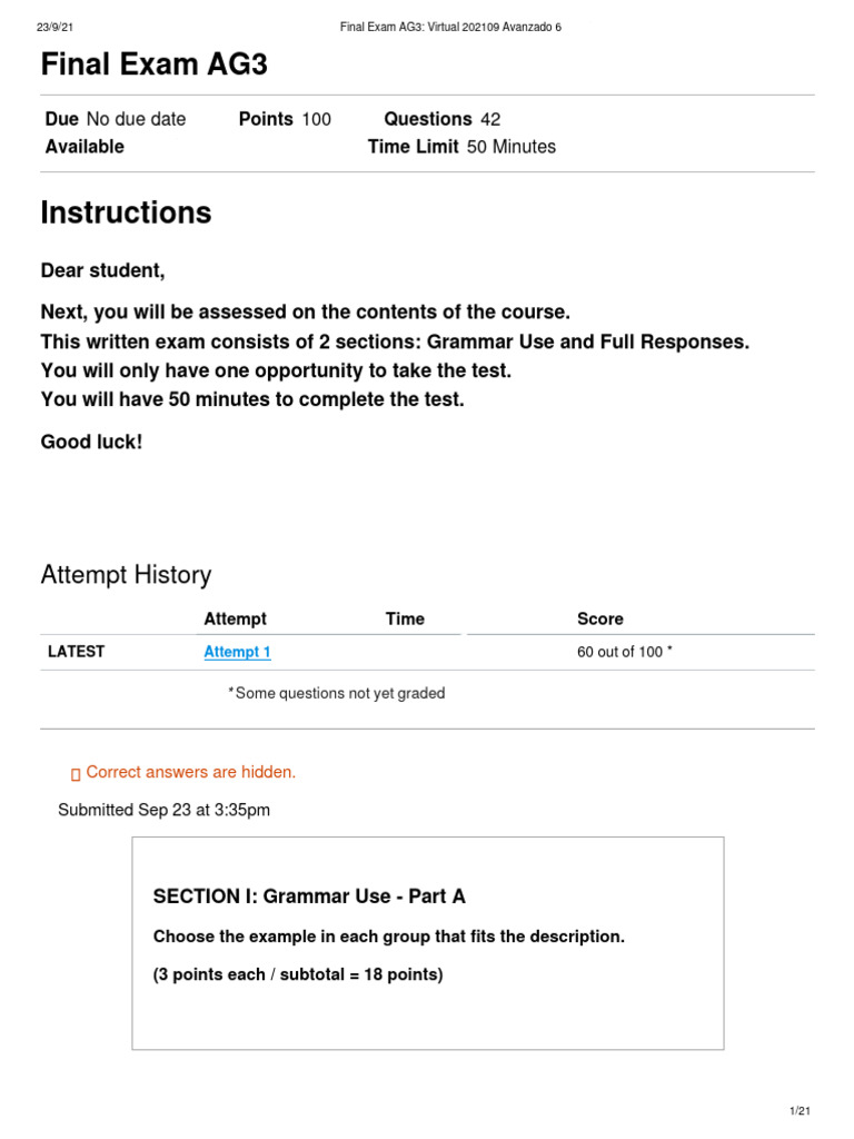 Final Exam AG3: Grammar & Responses | PDF | Adverb | Linguistic Morphology