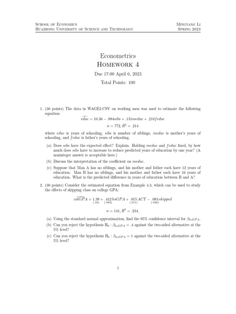 HW_4 | PDF | Statistical Inference | Applied Mathematics