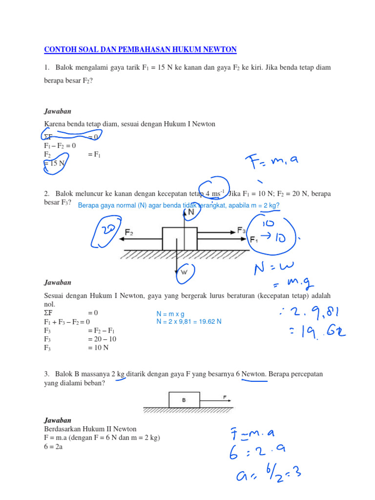 Soal Dan Pembahasan Hukum Newton Pembahasan | PDF