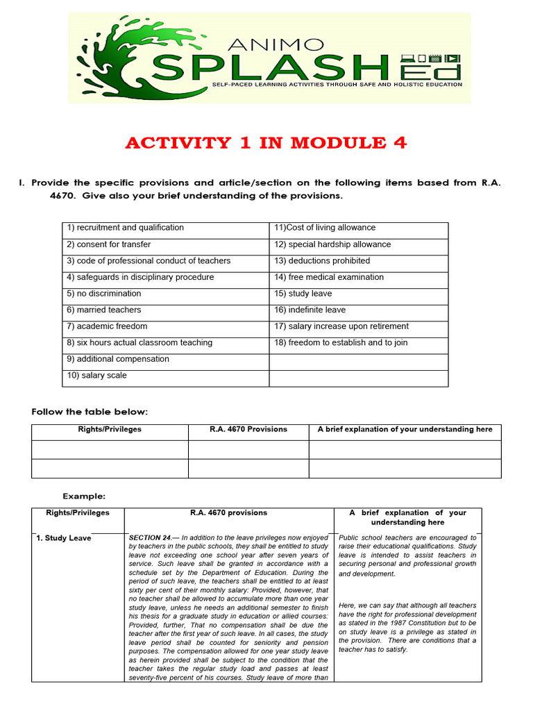 Activity 1 in Module 4 | PDF | Cost Of Living | Teachers