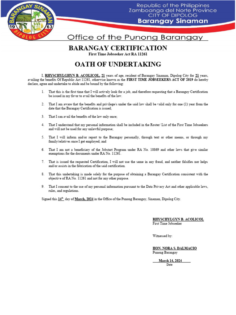 Oath of Undertaking | Download Free PDF | Justice | Crime & Violence