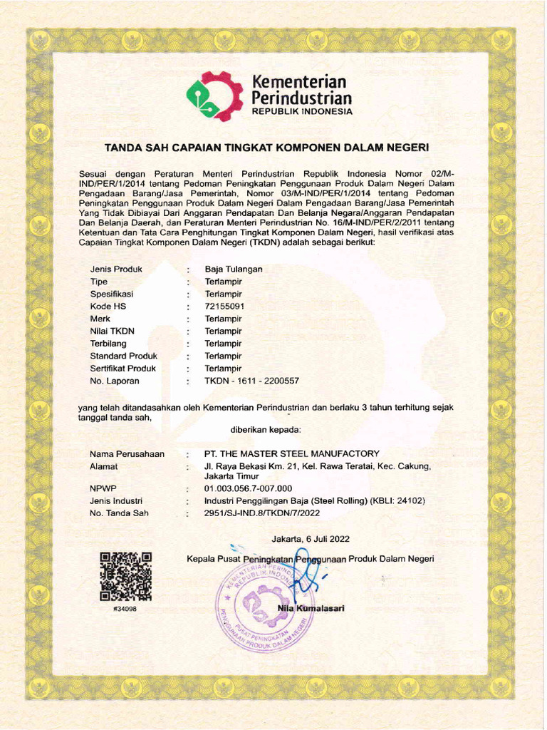 TKDN Besi Beton Polos - 20220829 - 0001 | PDF