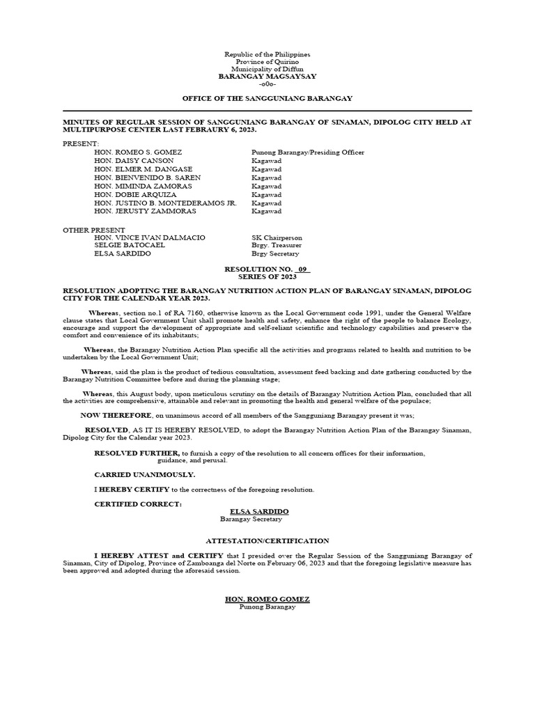 ADOPTION OF BNAP RESOLUTION | PDF | Government