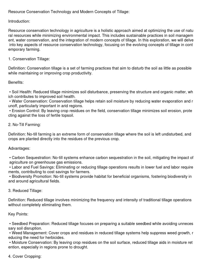 Resource Conservation Technology Including Modern Tillage | PDF ...