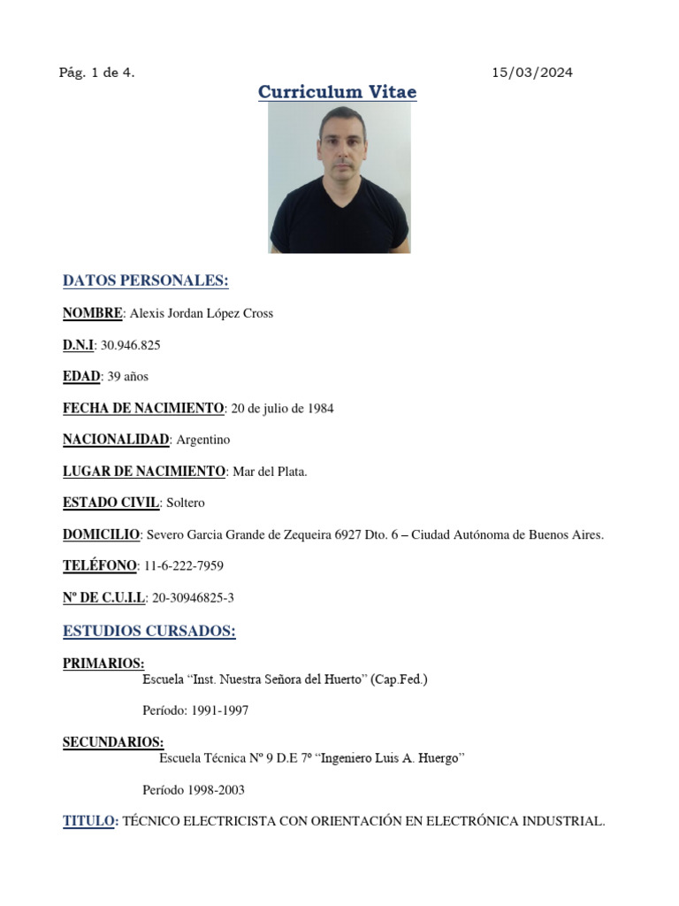 Curriculum Vitae L pez Cross PDF