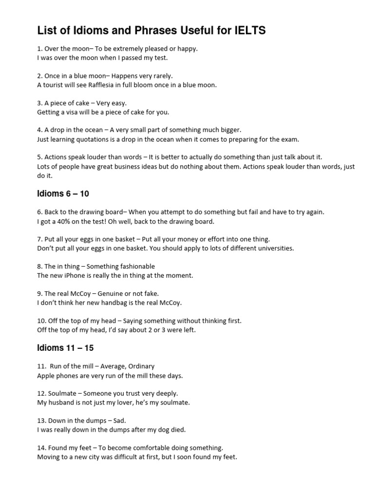 IELTS Idioms & Phrases Guide | PDF