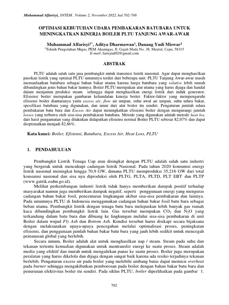 Optimasi Kebutuhan Udara Pembakaran Batu | PDF | Teknologi & Rekayasa