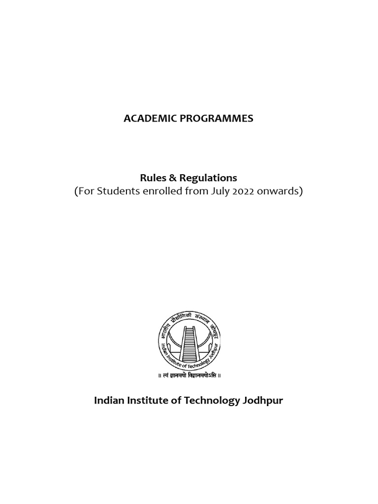 IIT Jodhpur Academic Program Guidelines | PDF | Academic Degree ...