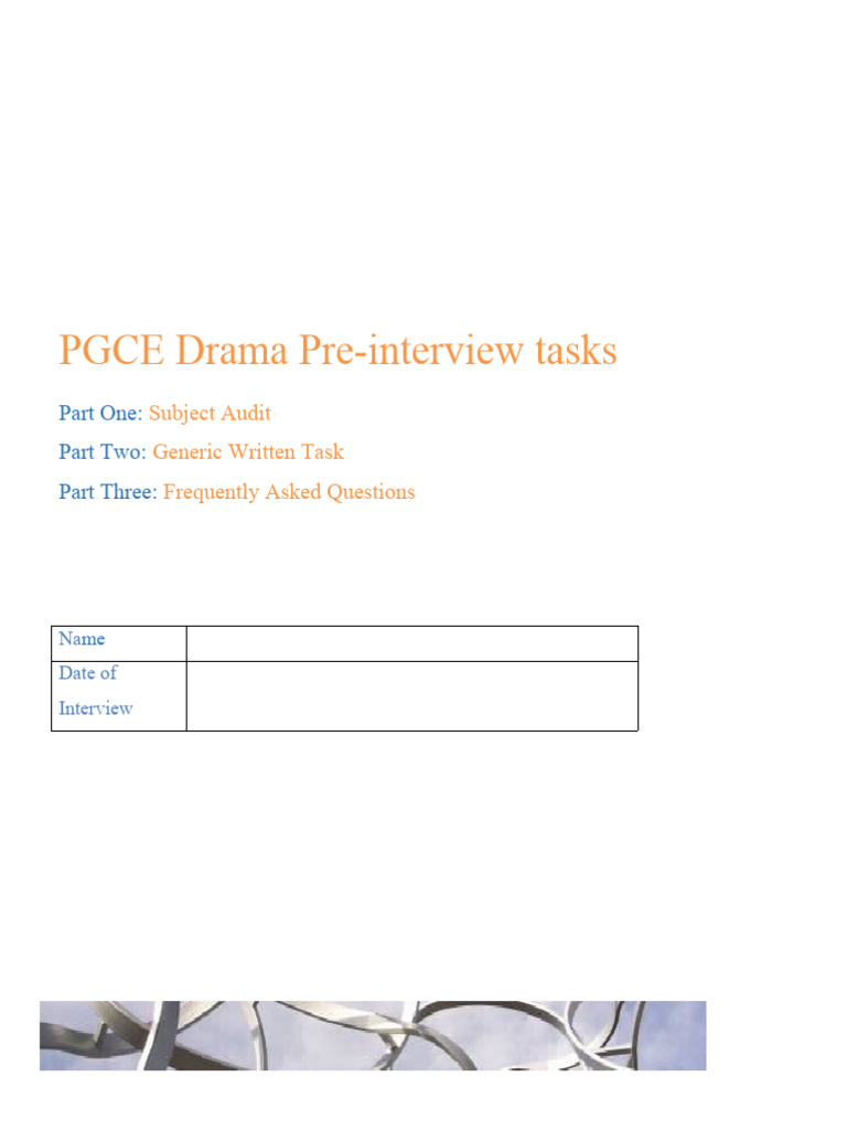 Pre-Interview Tasks Booklet - Written Task and Audit Entry 2024 | PDF ...