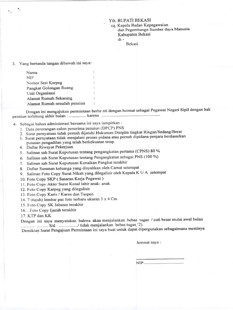 Format Pensiun Bup | PDF