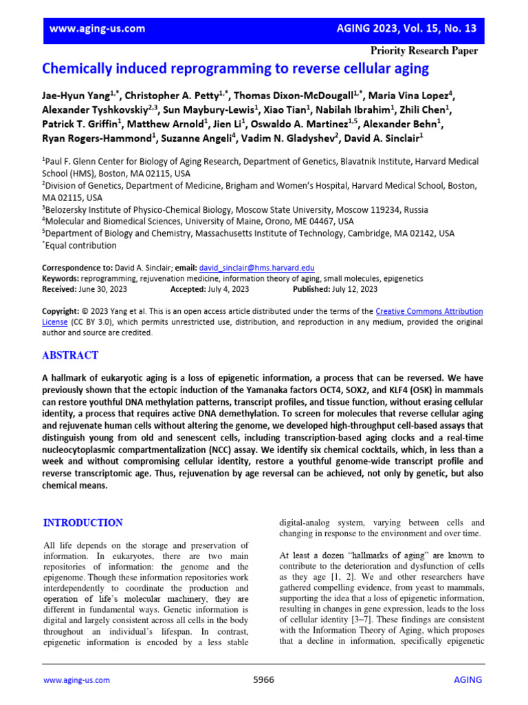 Aging V15i13 204896 | PDF | Senescence | Cell (Biology)