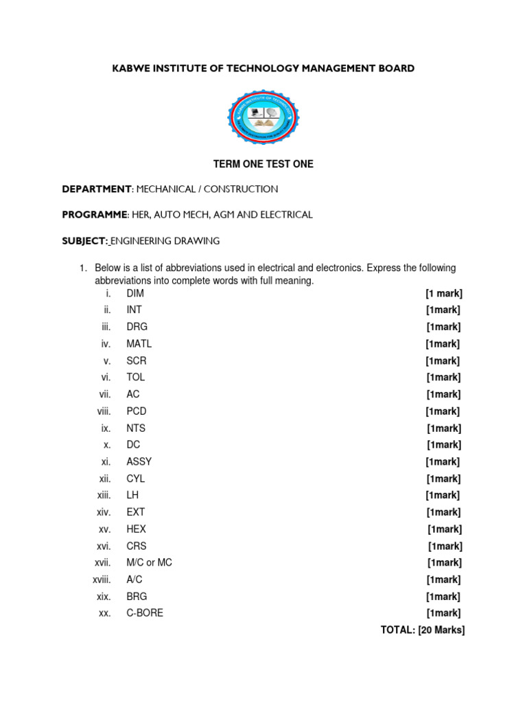 Engineering Drawing Exam | PDF | Electromagnetism | Physical Sciences