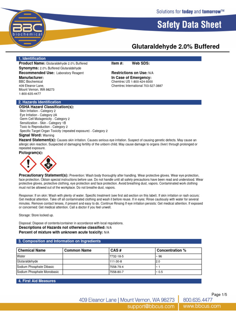 Glutaraldehyde - 2.0 - Buffered - (ALKESSI GLU) | PDF | Personal ...