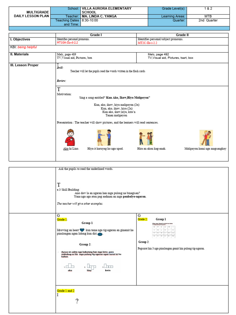 Cot Grade 1&2 2nd Quarter | PDF