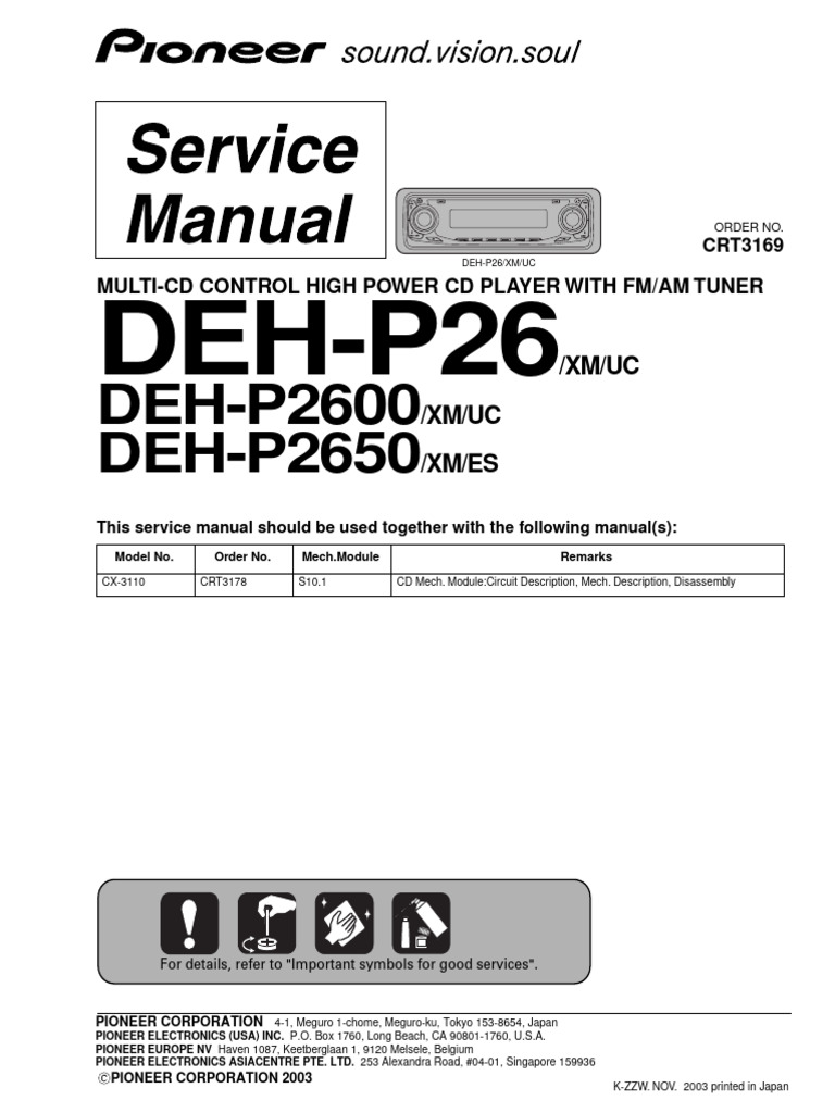 Pioneer Deh-P26-Deh-P2600 - Deh-P2650 | PDF | Electrical Connector ...