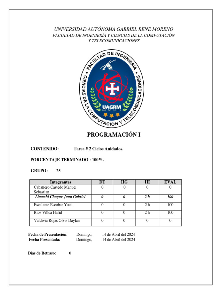 Tarea #2 Ciclos Anidados | PDF | Teaching Methods & Materials