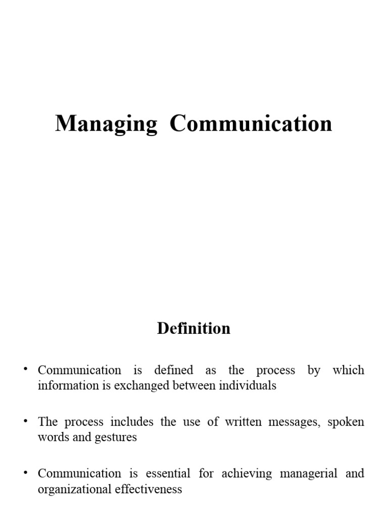 8 Managing Communication | PDF | Communication | Nonverbal Communication