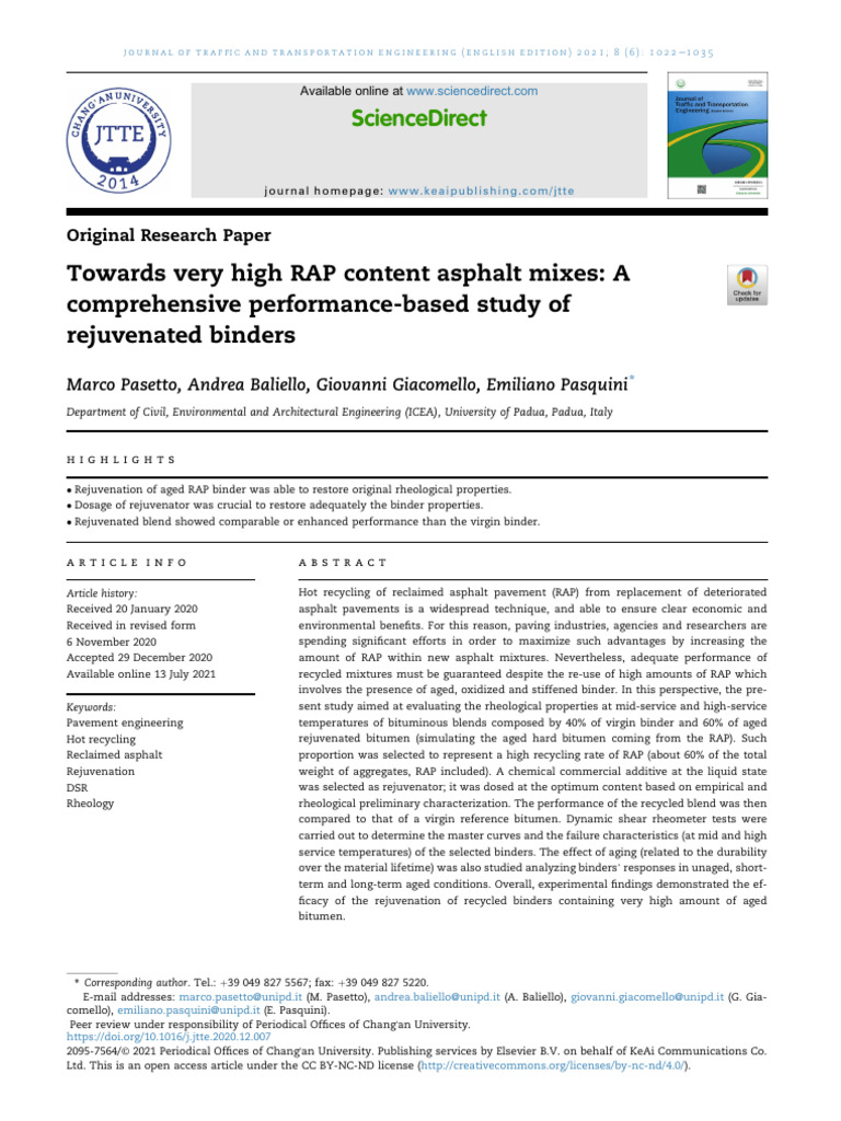 Towards Very High RAP Content Asphalt Mixes - 2021 - Journal of Traffic and Tra | PDF ...