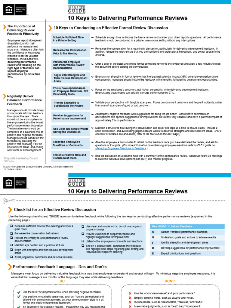 10 Keys To Delivering Performance Reviews | PDF | Performance Appraisal ...