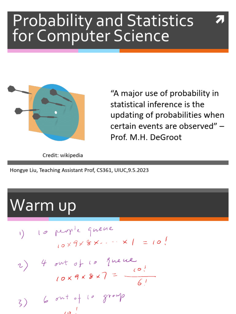 CS361 FA23 Lec5 Post | PDF | Probability | Probability Theory