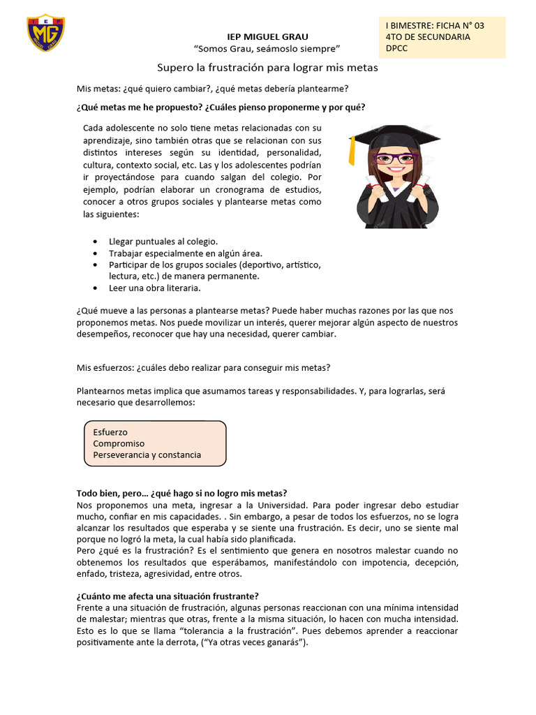 Supero La Frustración para Lograr Mis Metas | PDF | Cognición | Sicología