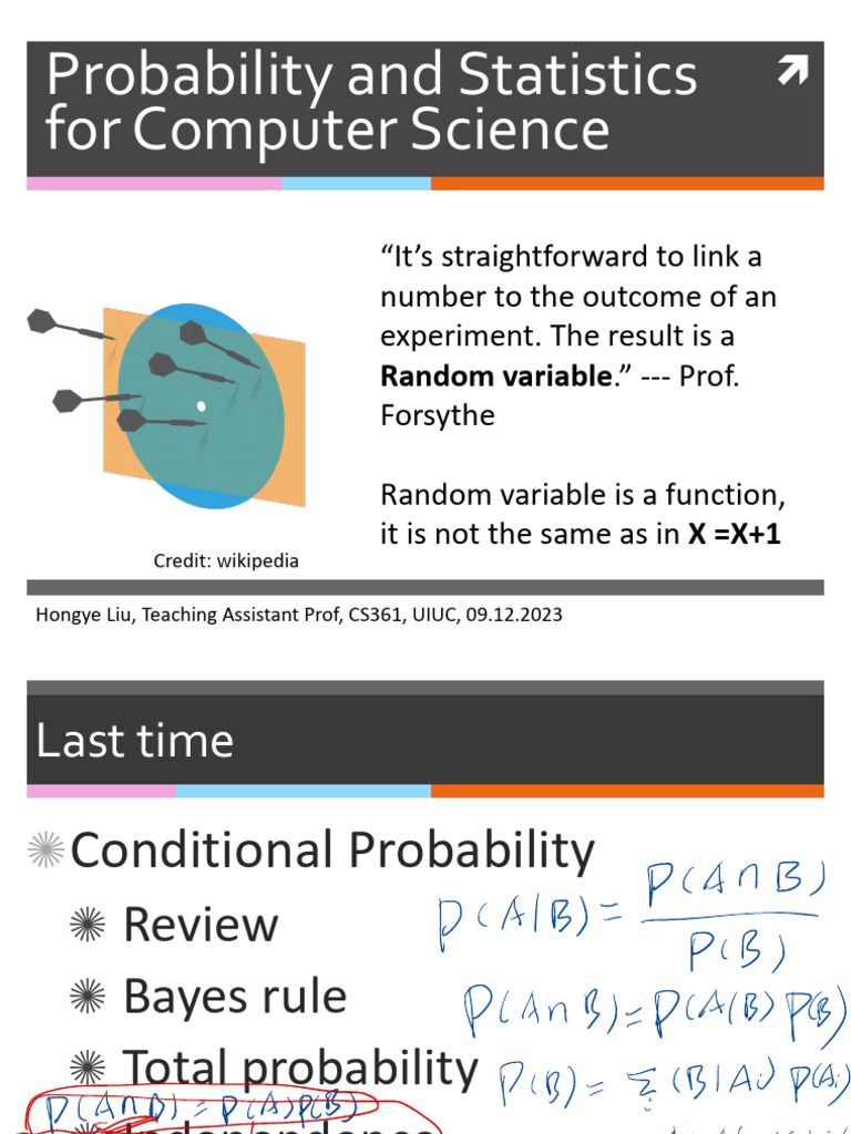 CS361 FA23 Lec7 Post | PDF | Probability Distribution | Random Variable