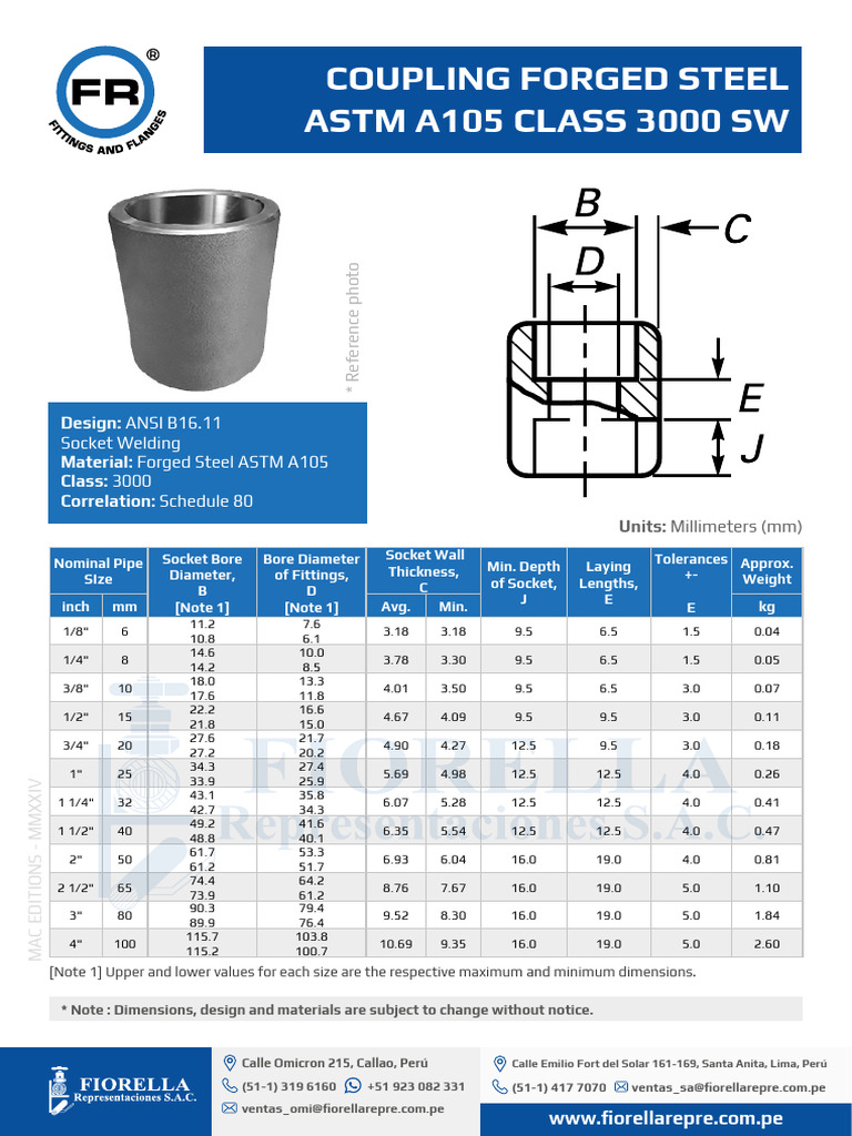 ASTM A105 Class 3000 SW Couplings | PDF | Pipe (Fluid Conveyance ...