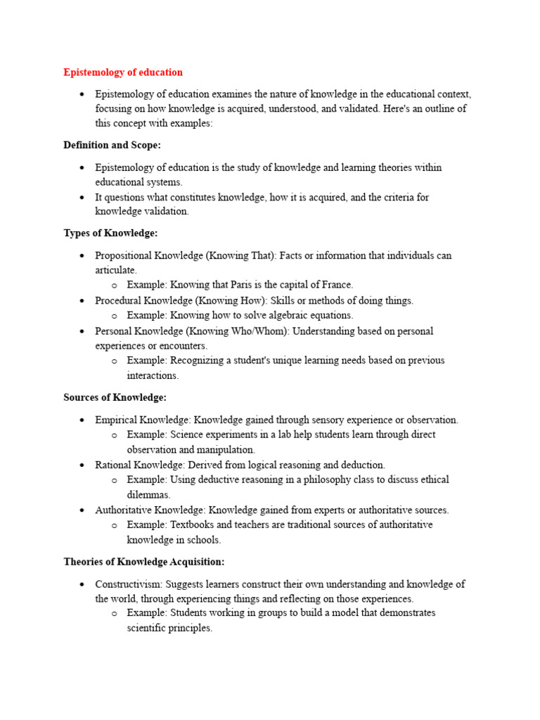 Epistemology in Education Explained | PDF | Knowledge | Epistemology