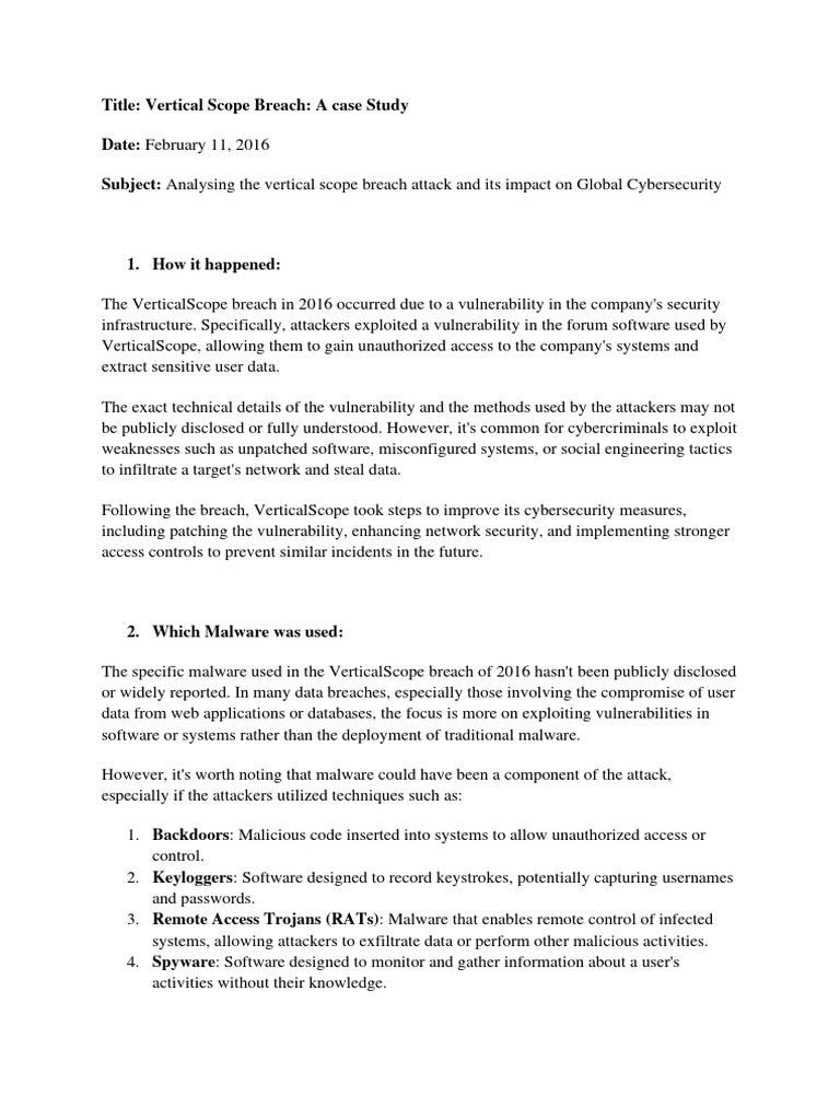 Case Study On VerticalScope Data Breach PDF Format | PDF | Security | Computer Security