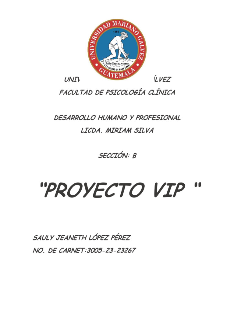 Proyecto VIP: Desarrollo Personal UMG | PDF | Relaciones personales, crianza y desarrollo personal
