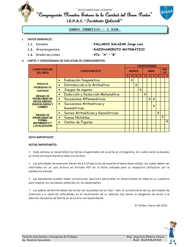 TEMARIO 4to SEC - RM 2024 | PDF | Matemáticas