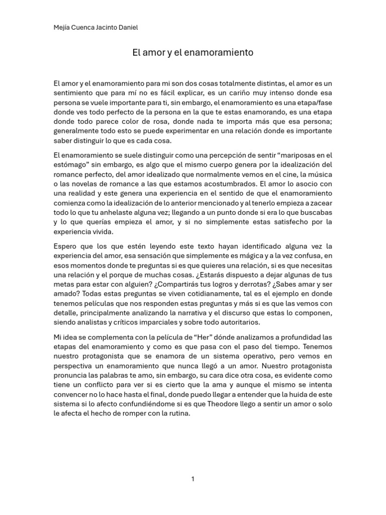 El Amor y El Enamoramiento | PDF | Amor | Experiencia