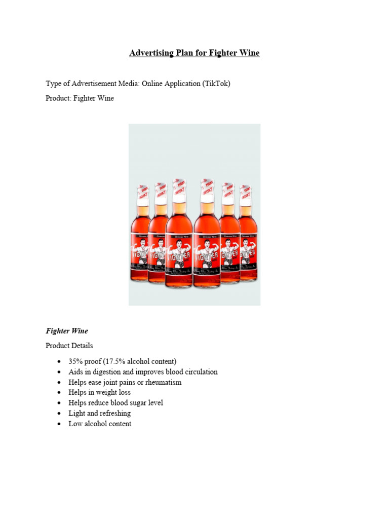 Advertising Plan For Fighter Wine | PDF | Mobile App | Advertising