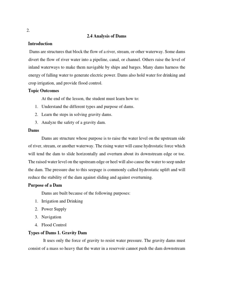 Gravity Dam Analysis and Design Steps | PDF | Dam | Force