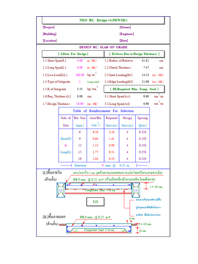 (Project) (Owner) (Building) (Engineer) (Location) (Date) Design Rc. Slab On Grade | PDF