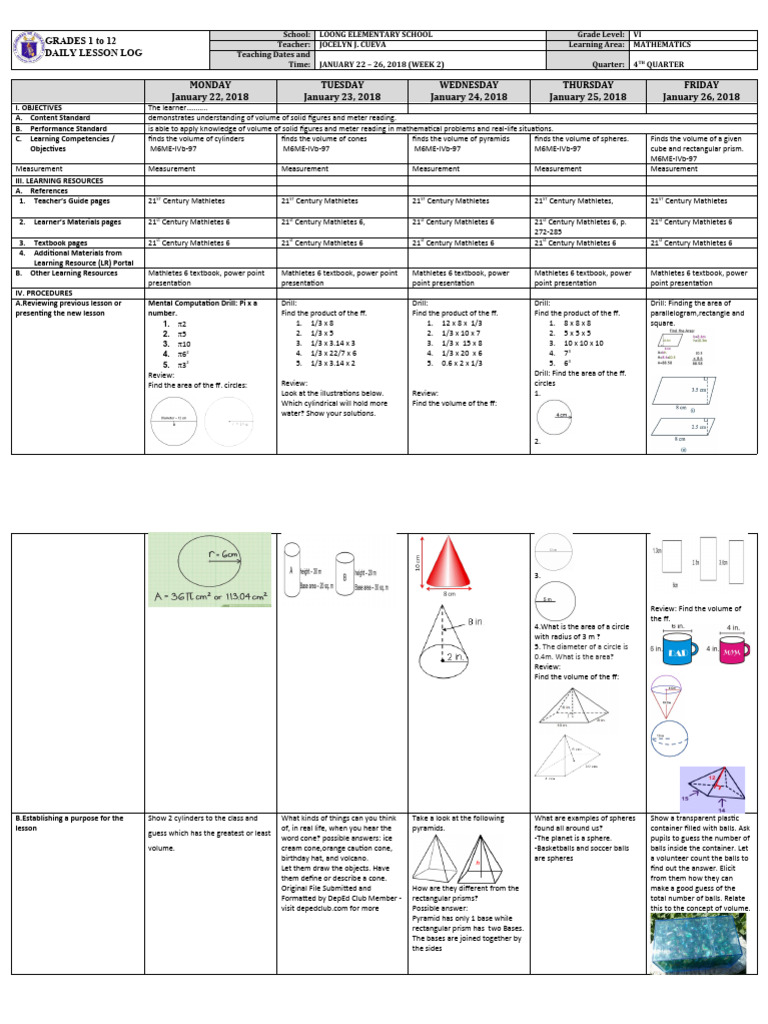 Math6 q4 wk2 | Download Free PDF | Volume | Area