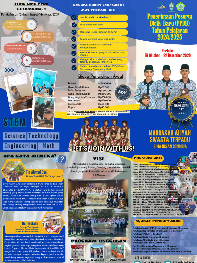 Brosur PPDB SMP IT BIC Mentok | PDF