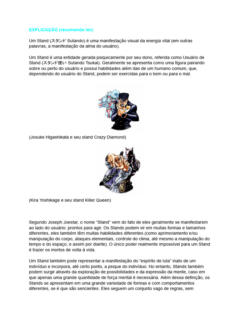 Explicacao Jojo RPG | PDF